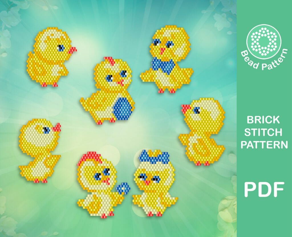 Chick brick stitch patterns Diagram PDF digital download