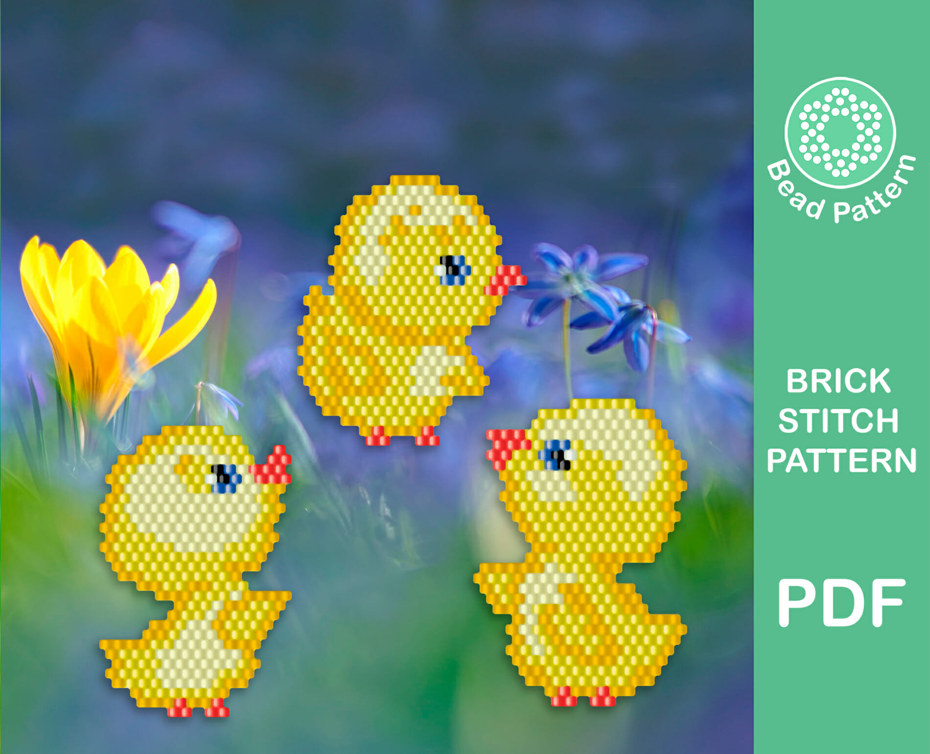 Chick brick stitch patterns Diagram PDF digital download