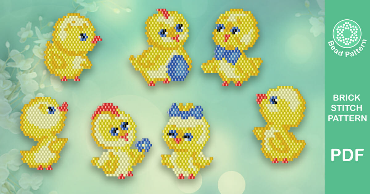 Chick brick stitch patterns Diagram PDF digital download