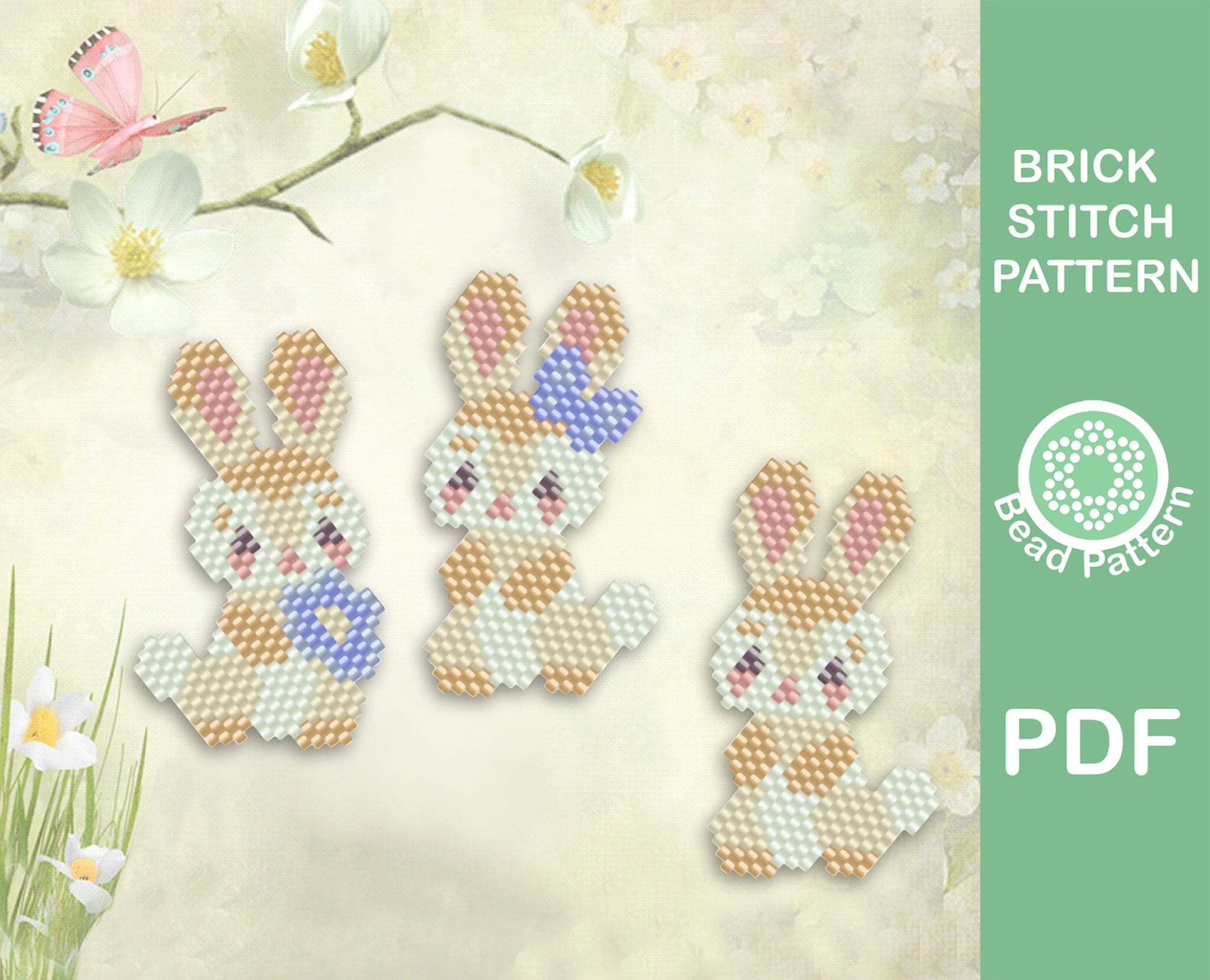 Bunny brick stitch pattern for Easter decor, ornament