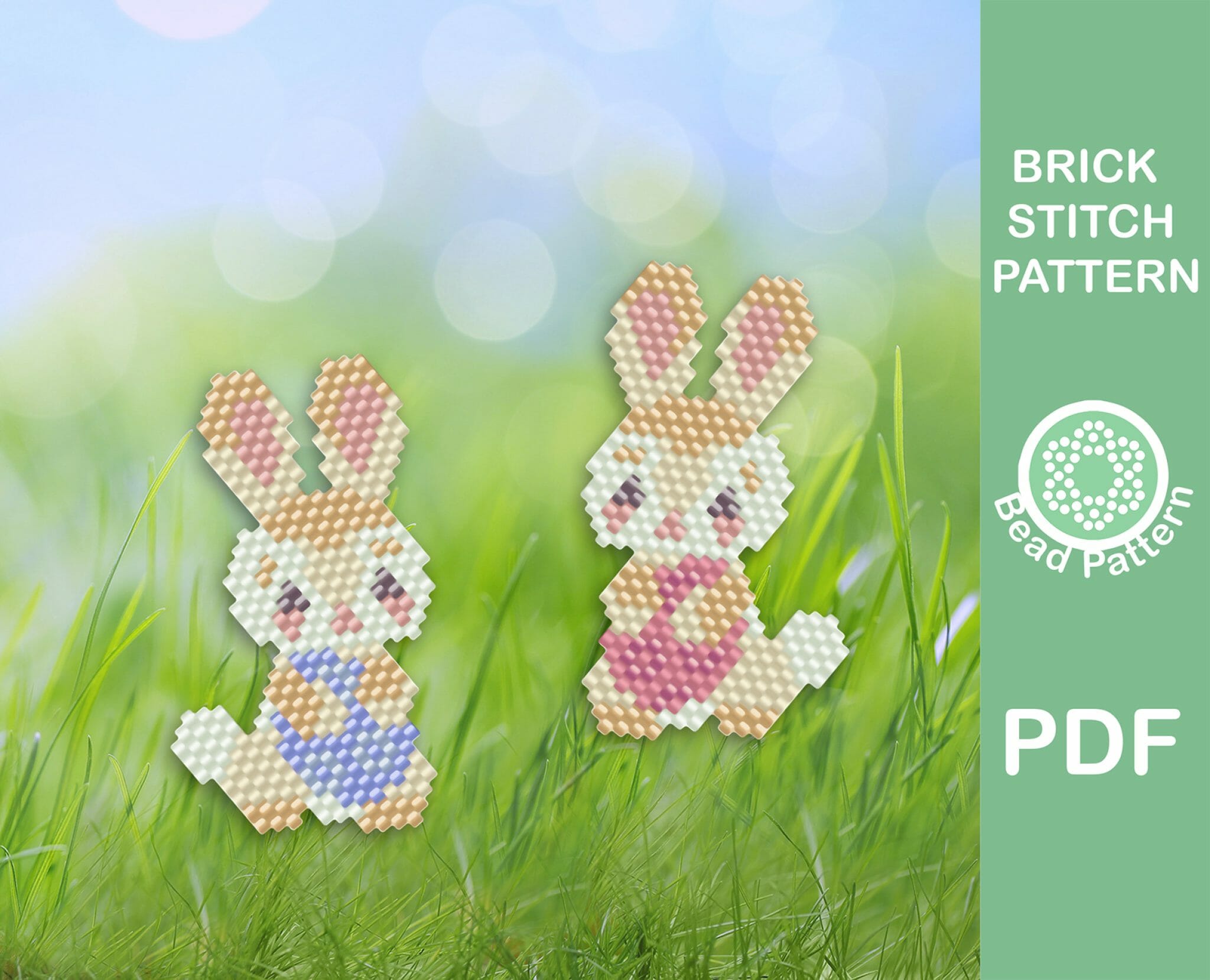 Bunny brick stitch pattern for Easter decor, ornament