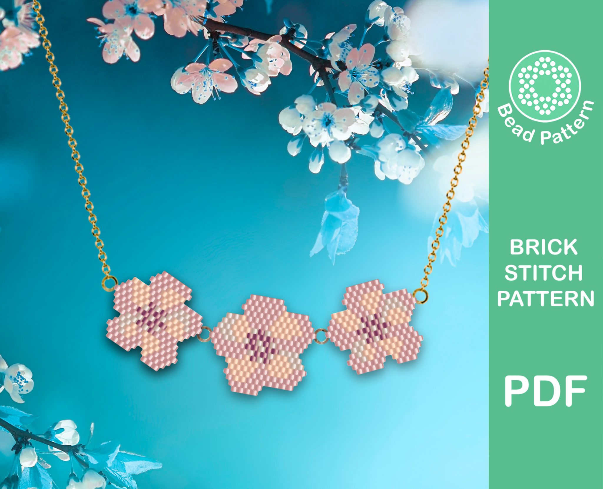 Cherry blossom brick stitch Earrings Bracelet Pendant