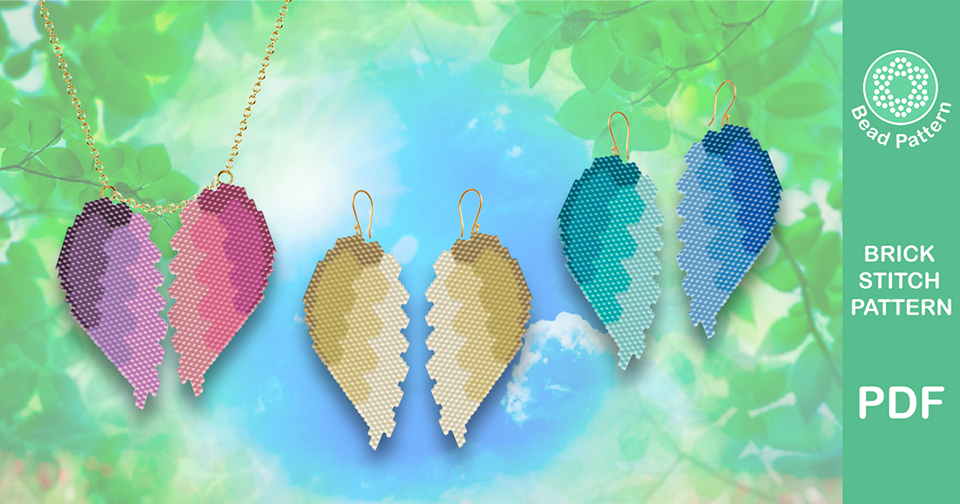 Angel wings brick stitch pattern for earrings or charm