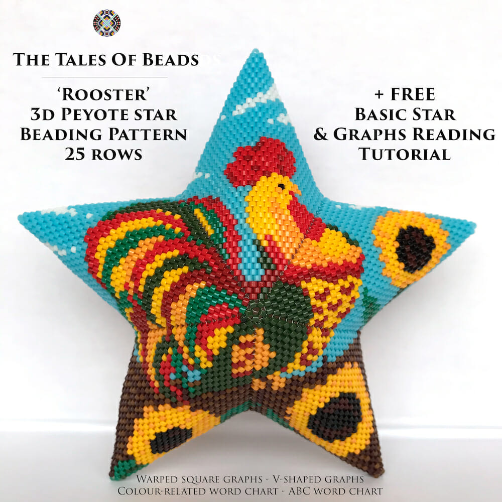 Peyote Star Pattern Rooster - Beaded Star Rustic Seed Bead Christmas ...