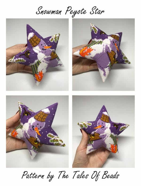 Peyote Star Pattern Snowman - Beaded Star Winter Seed Bead Ornament ...