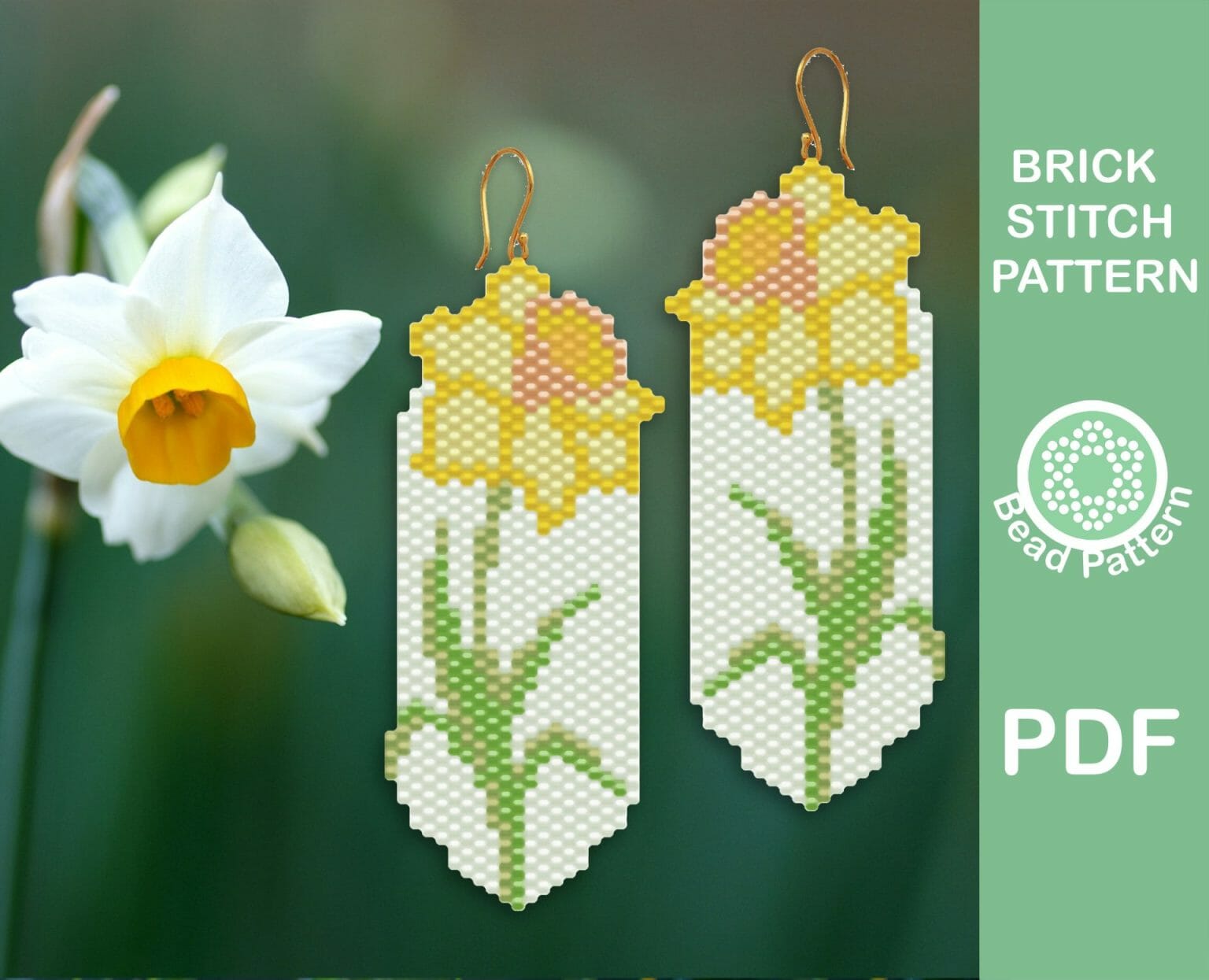 Daffodil brick stitch Earrings Beading pattern