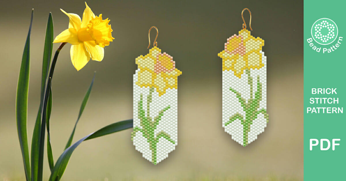 Daffodil brick stitch Earrings Beading pattern