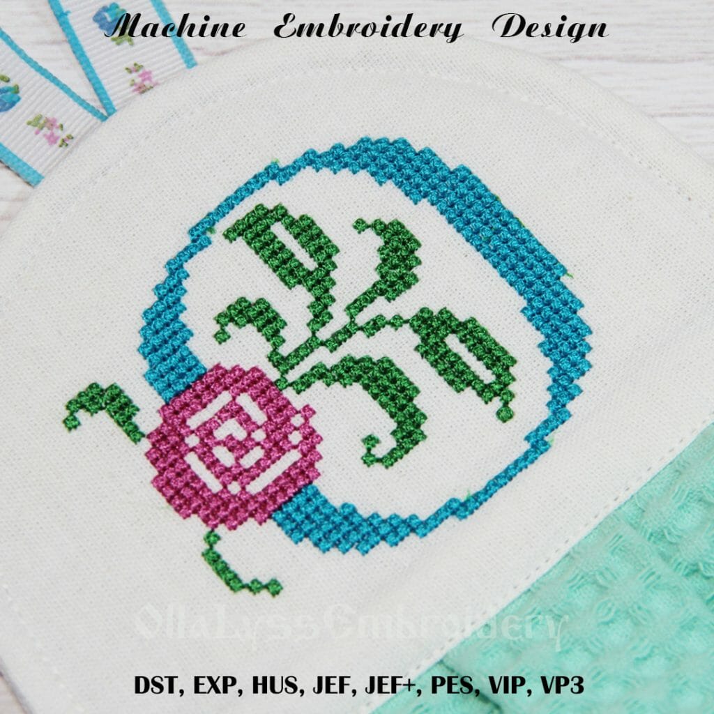 Cross Stitch Rose Font machine embroidery designs