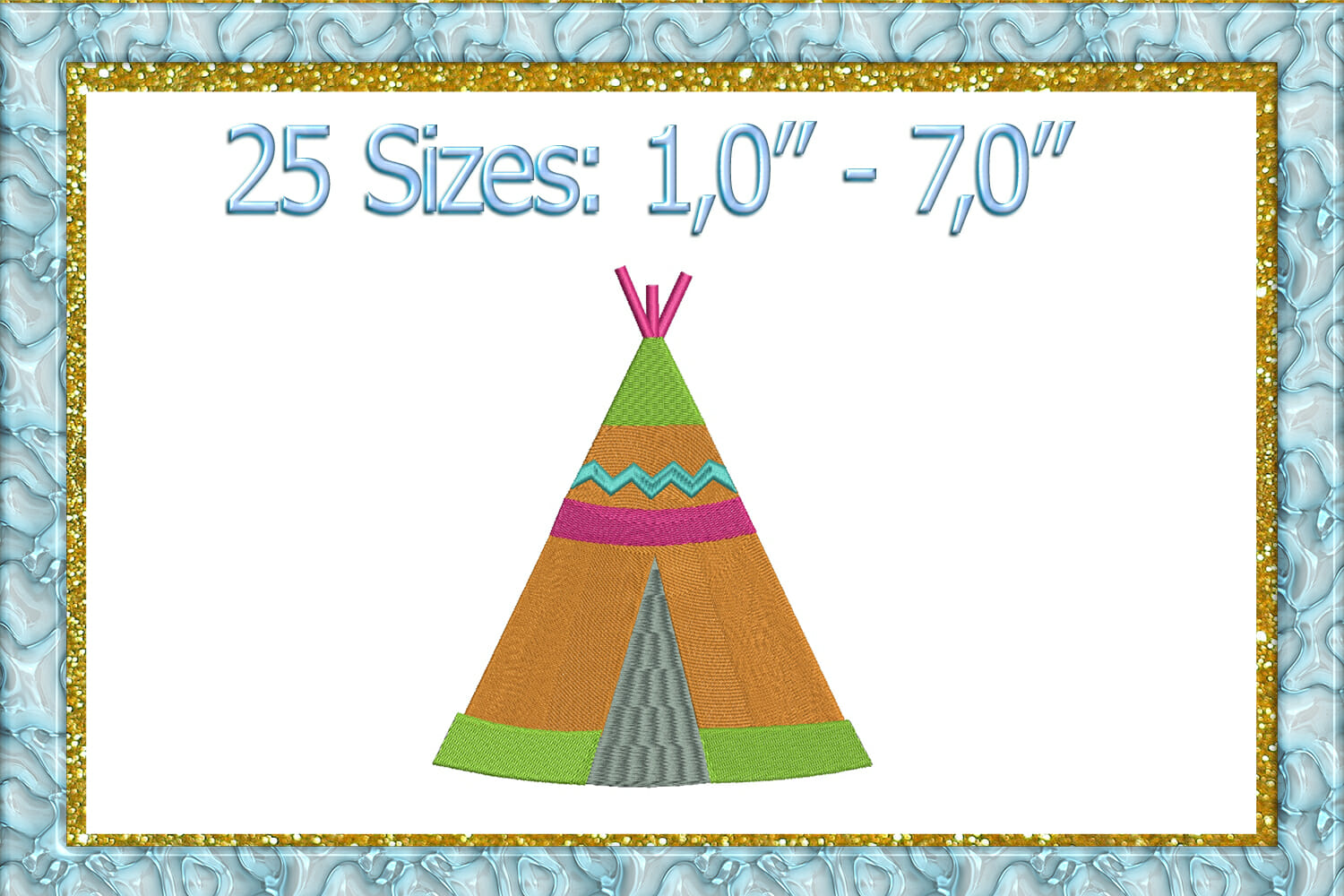 Teepee machine embroidery design wigwam embroidery