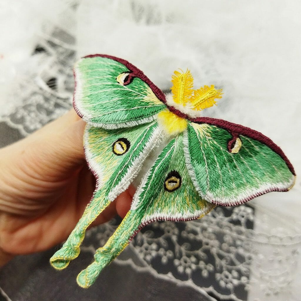 Hand Embroidered Luna Moth PDF Pattern