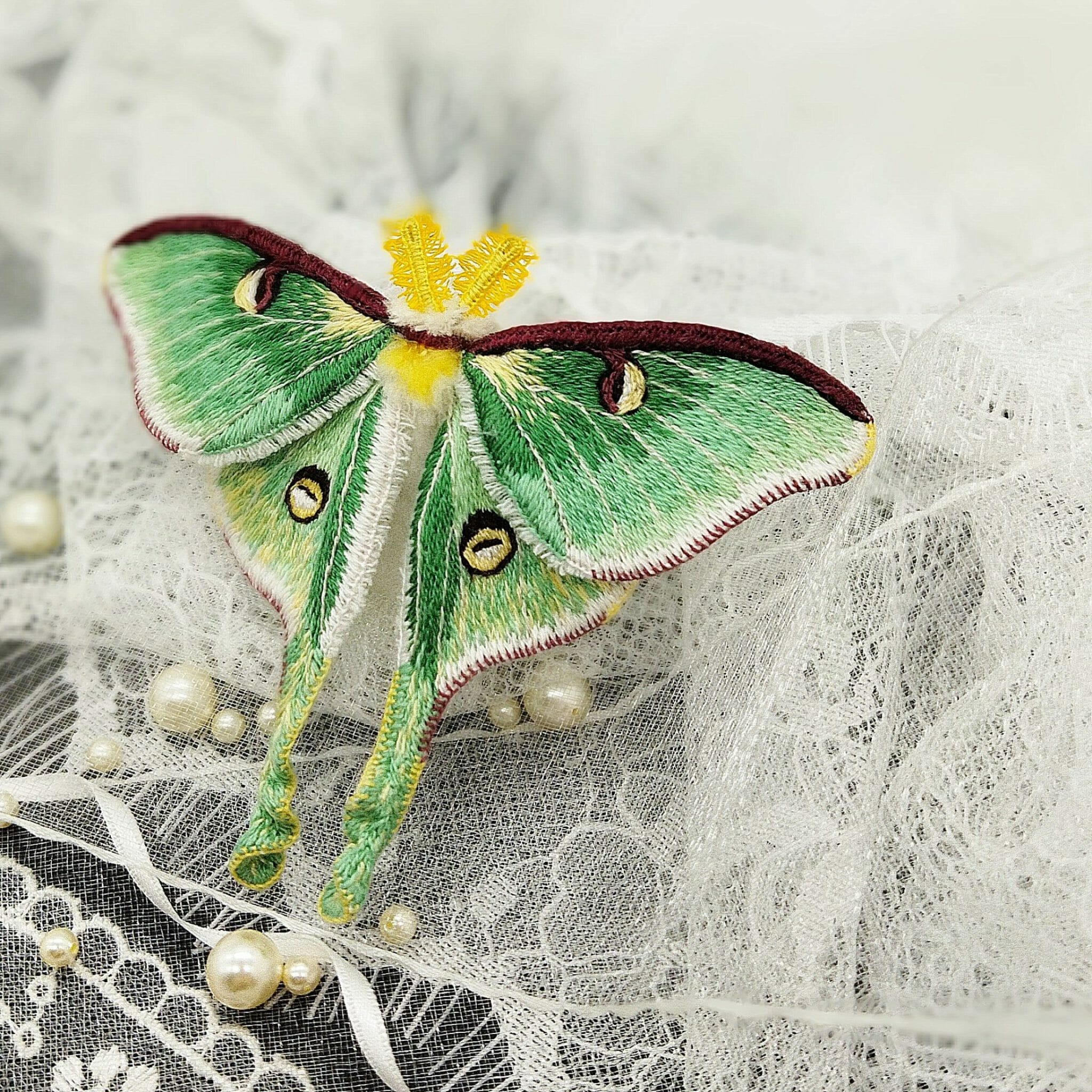 Hand Embroidered Luna Moth PDF Pattern