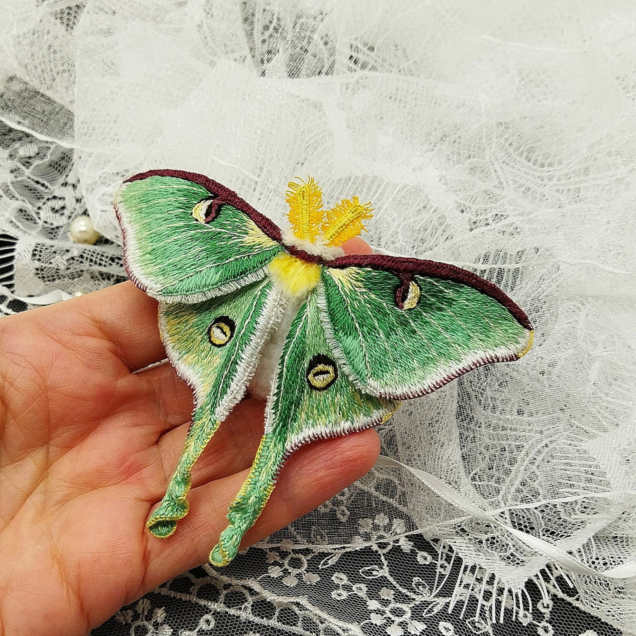 Hand Embroidered Luna Moth PDF Pattern