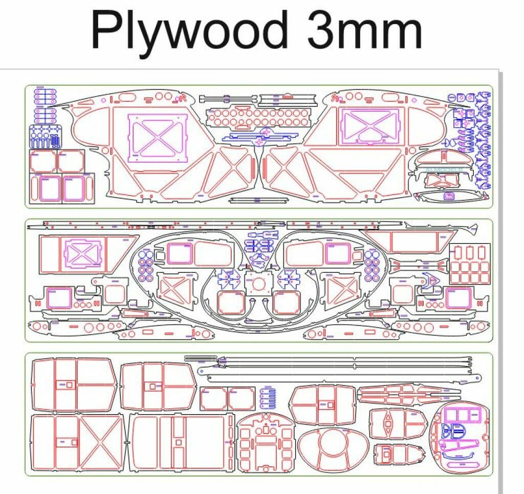 Drawing Piper Super Cub Pa-18 WOOD Version - Crealandia