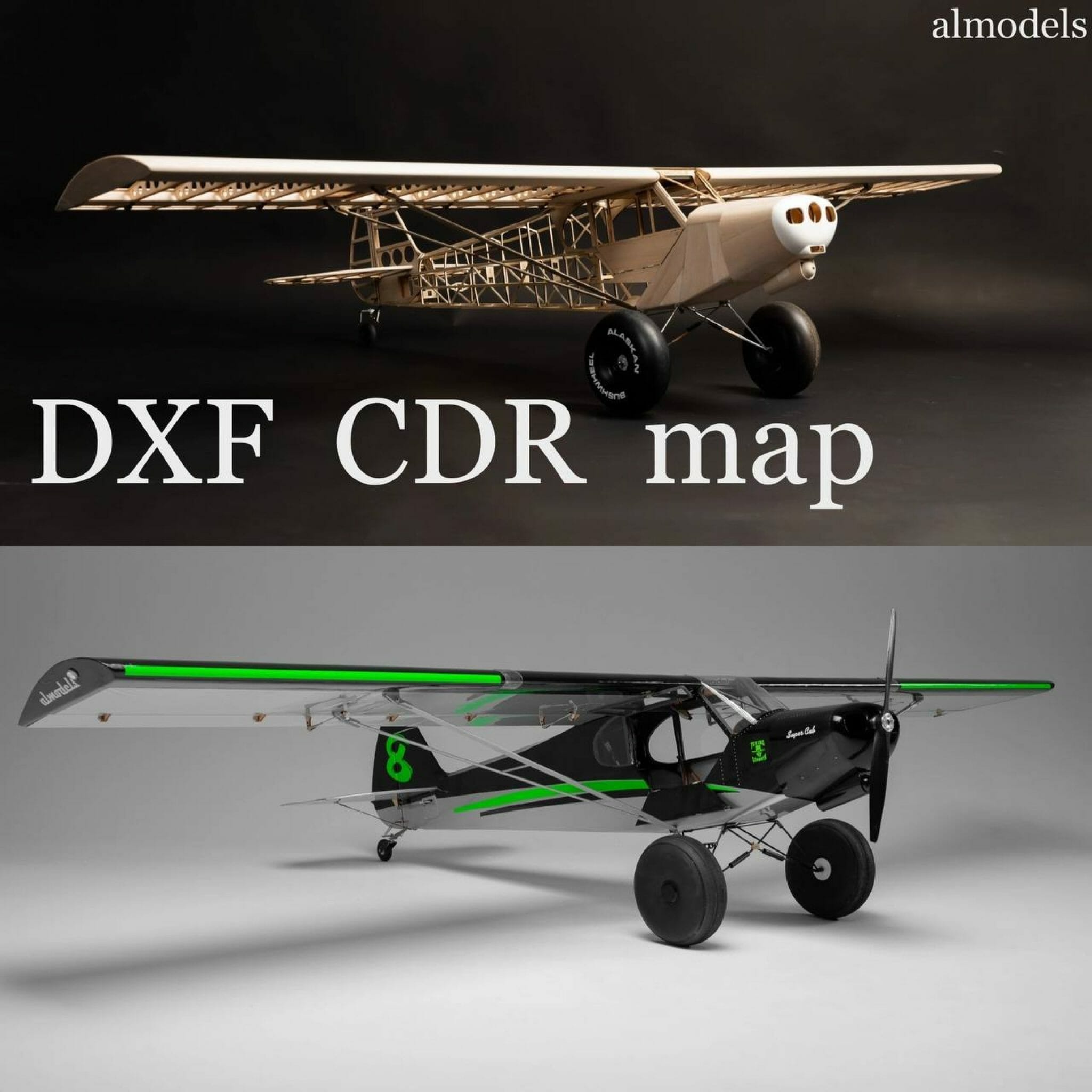 Drawing Piper Super Cub Pa-18 WOOD Version - Crealandia
