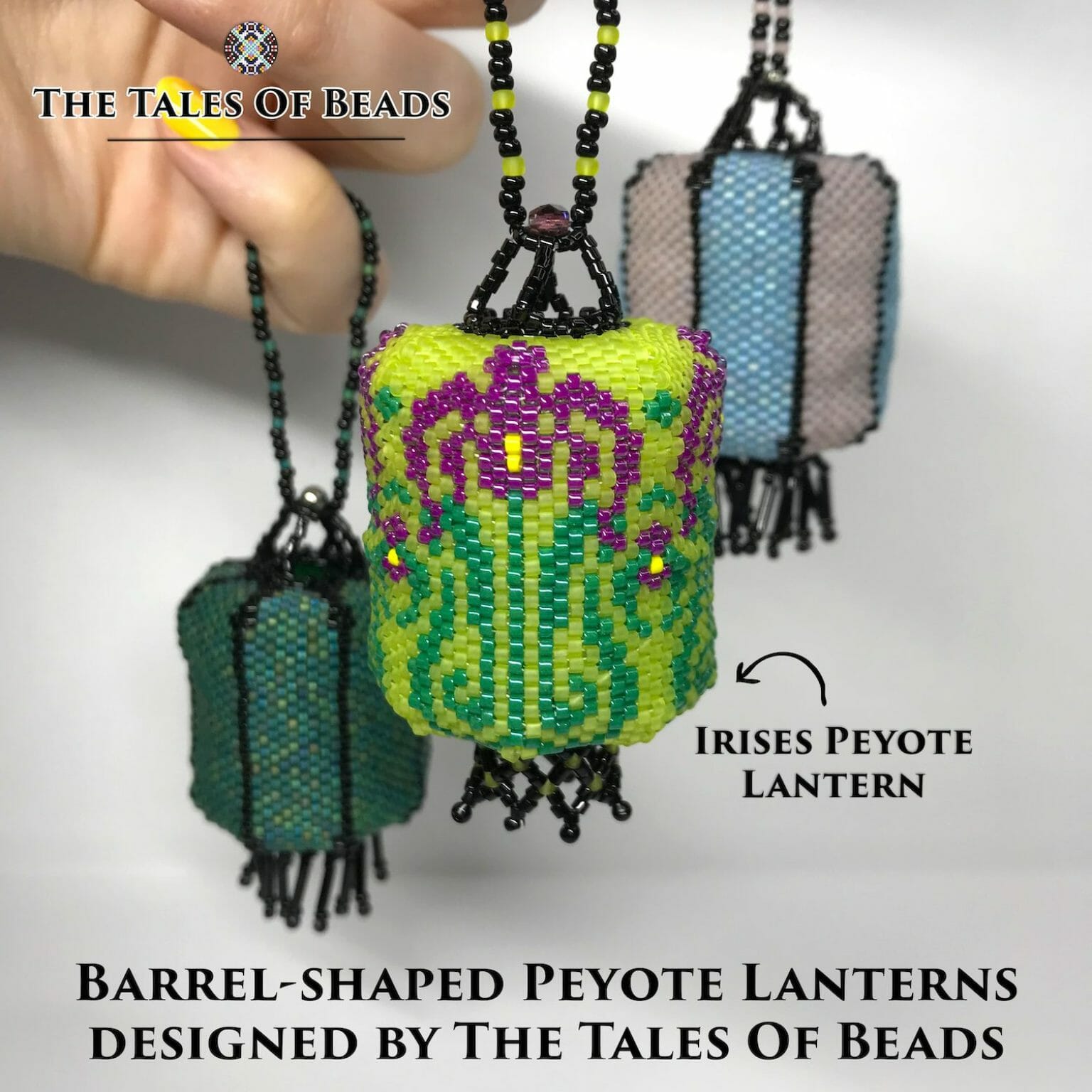 Beaded Lantern Pattern - Irises / Peyote Tutorial Seed Bead Chinese ...