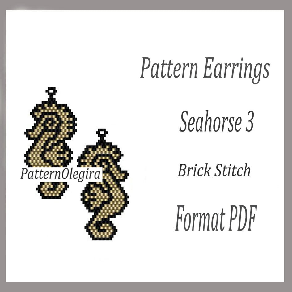 Seahorse 3 beading earrings patterns Olegirabeadpatterns