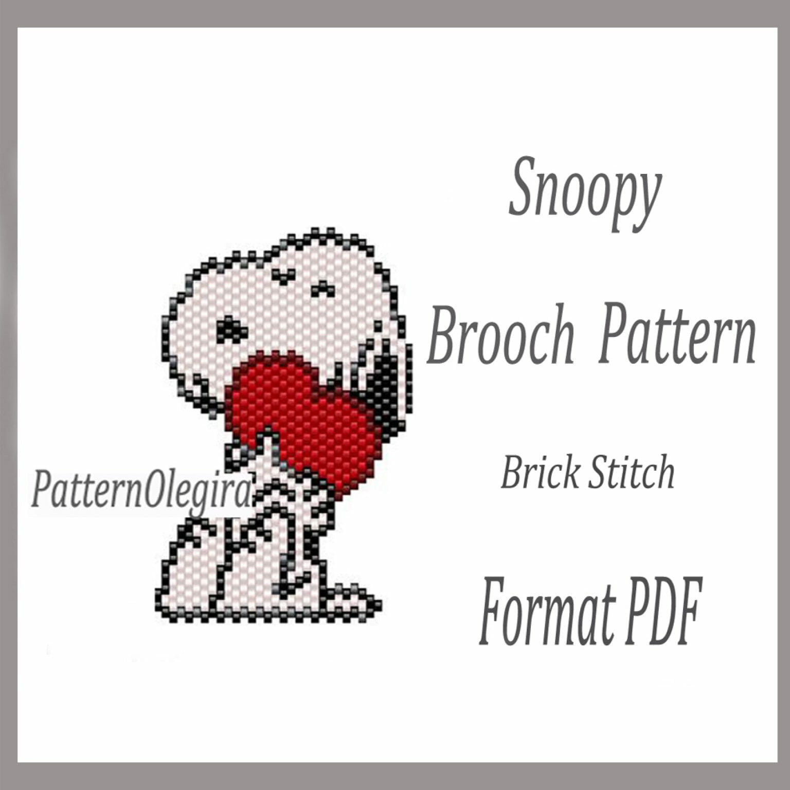 Snoopy bead pattern brooch pattern Olegirabeadpatterns
