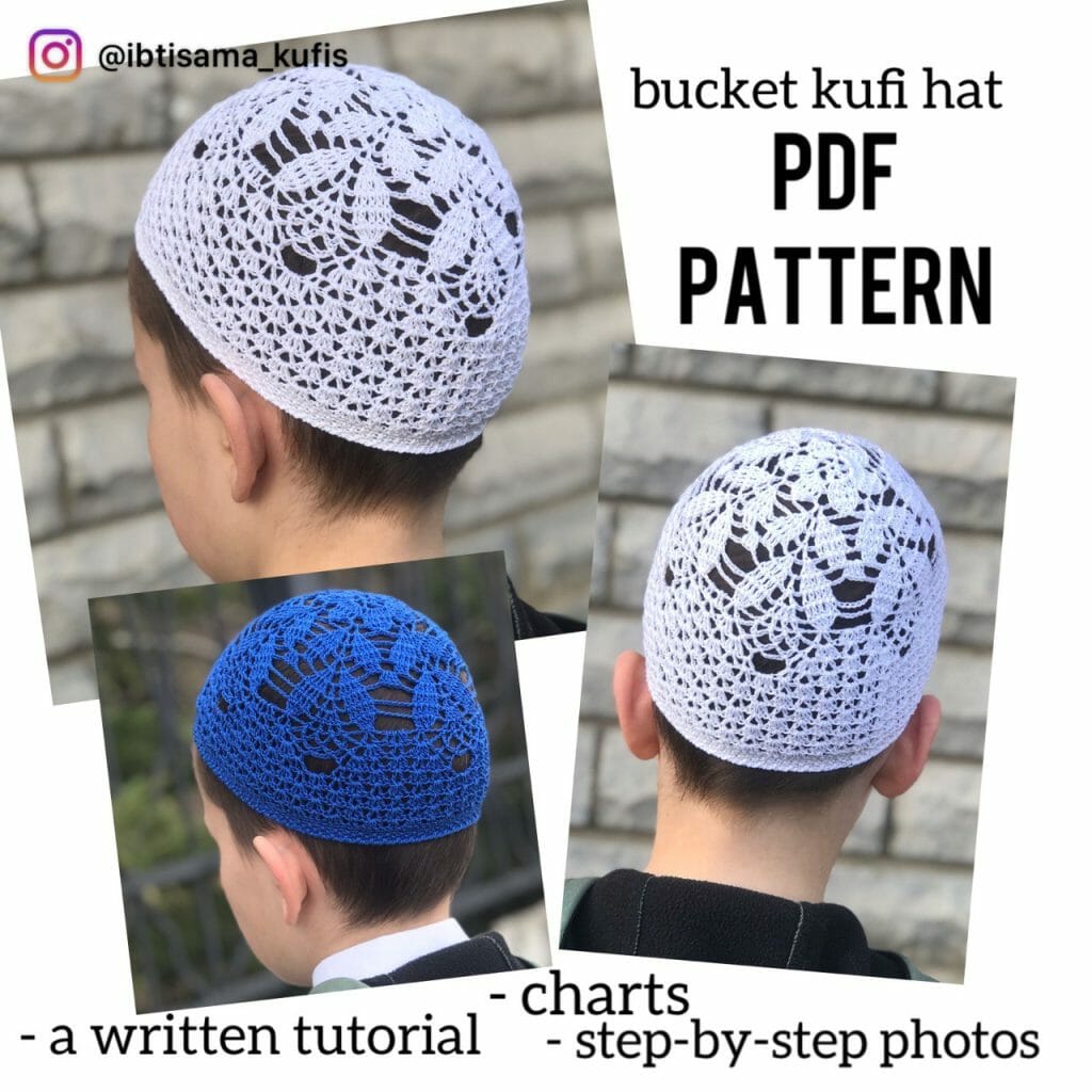 Handcrafted kufi cap for adults PDF pattern - Crealandia