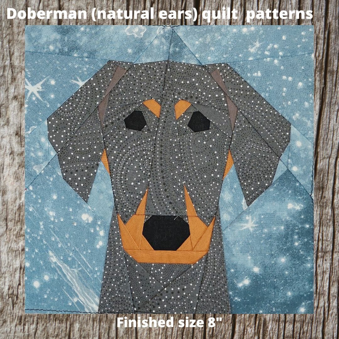 Doberman (natural ears) quilt block рatterns