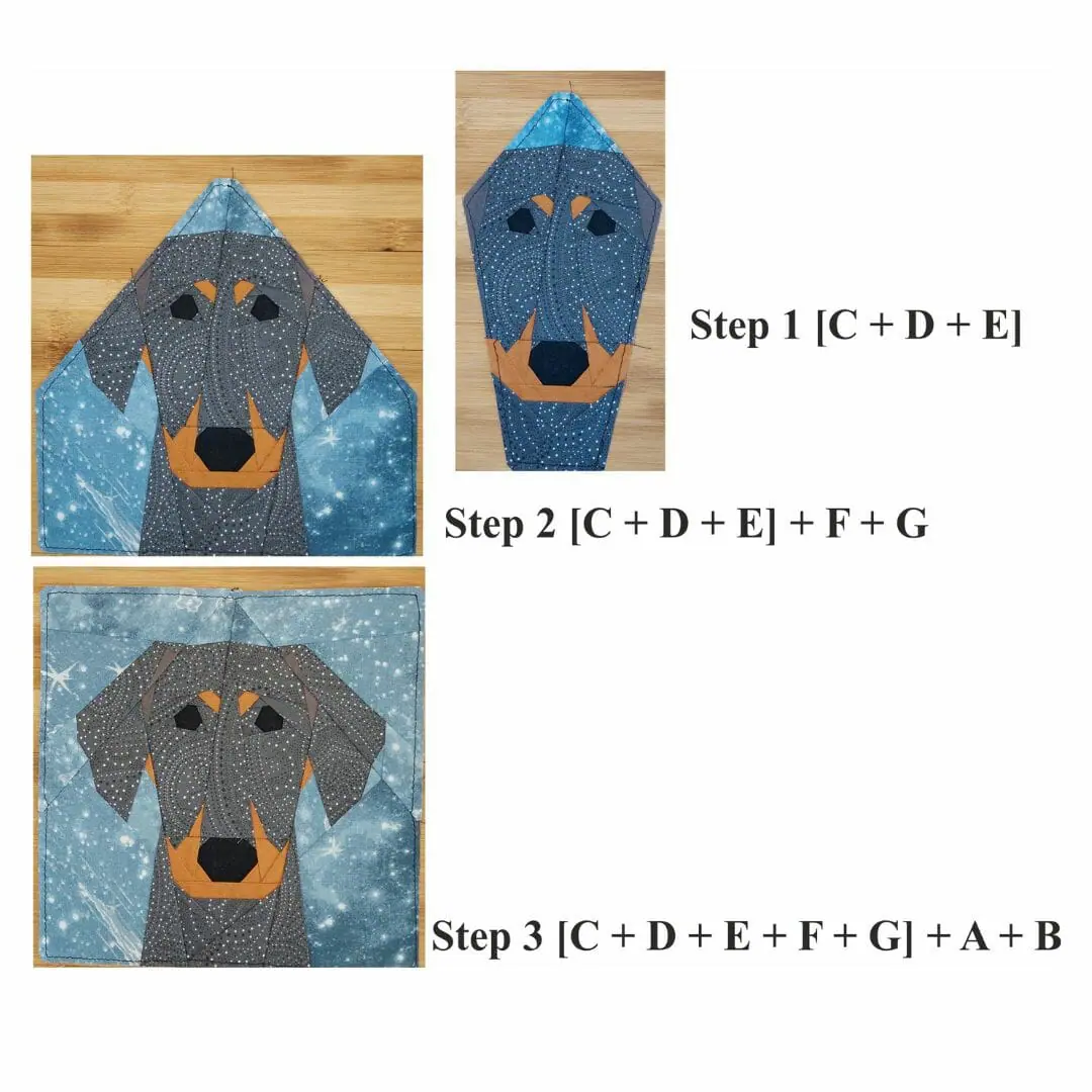Doberman (natural ears) quilt block рatterns