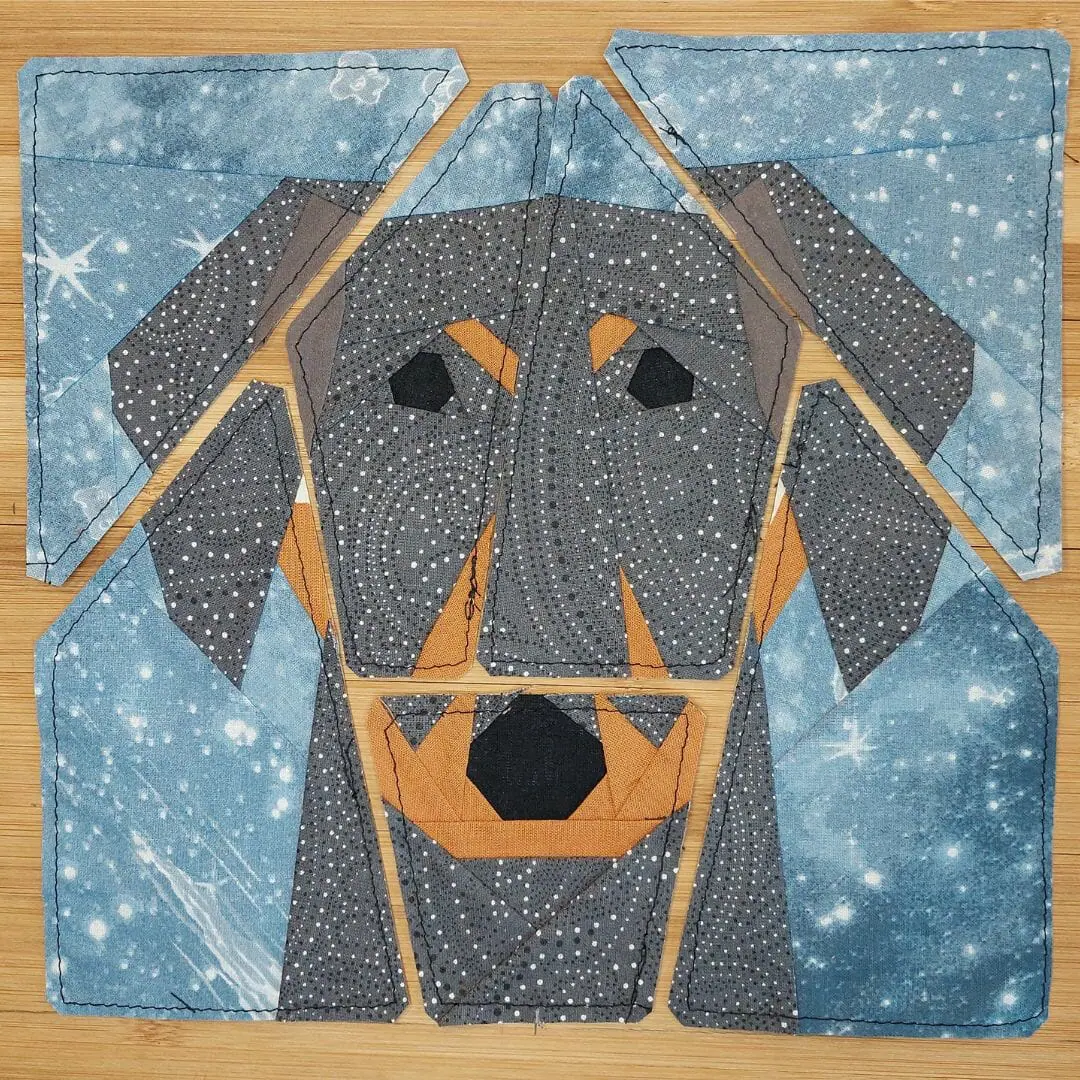 Doberman (natural ears) quilt block рatterns