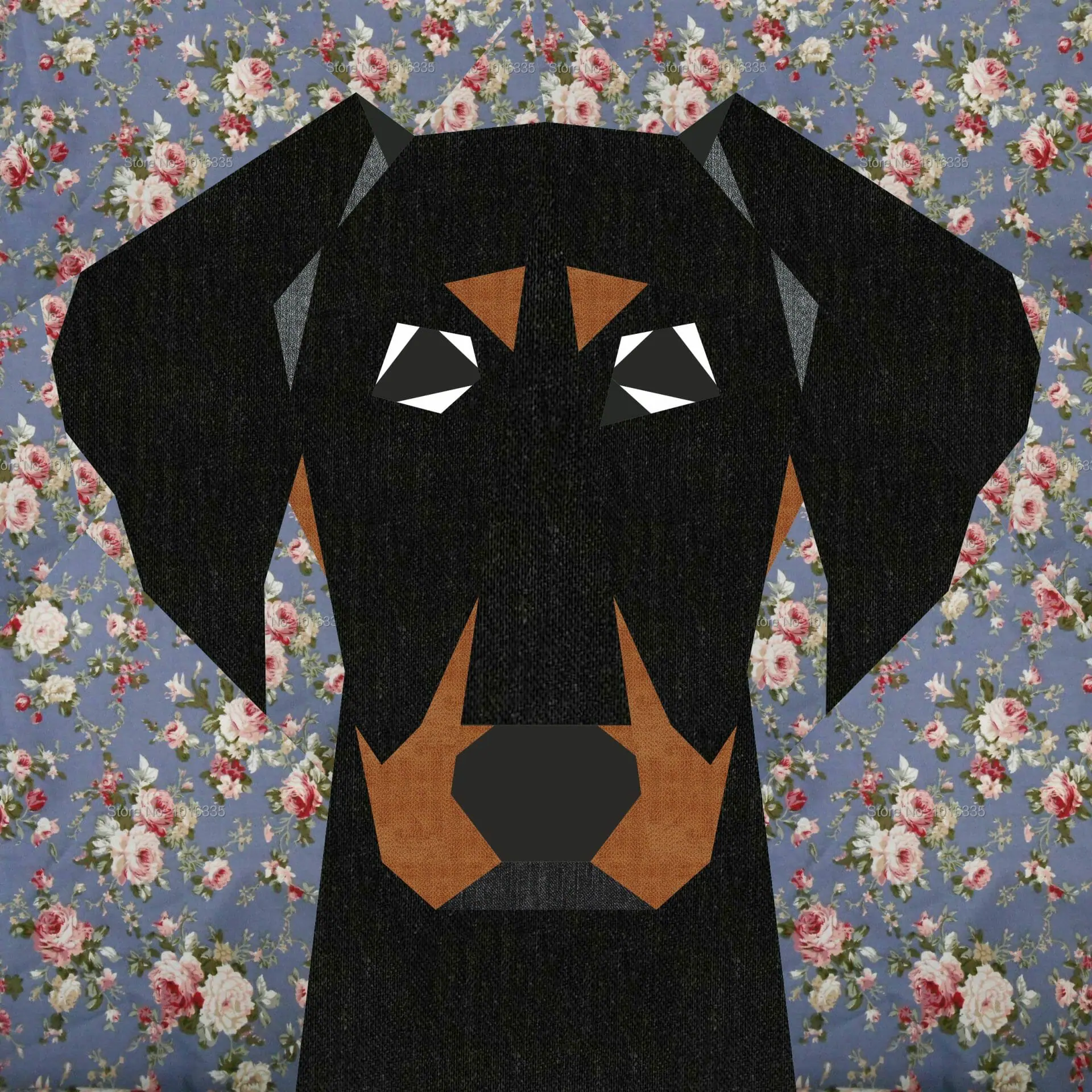 Doberman (natural ears) quilt block рatterns