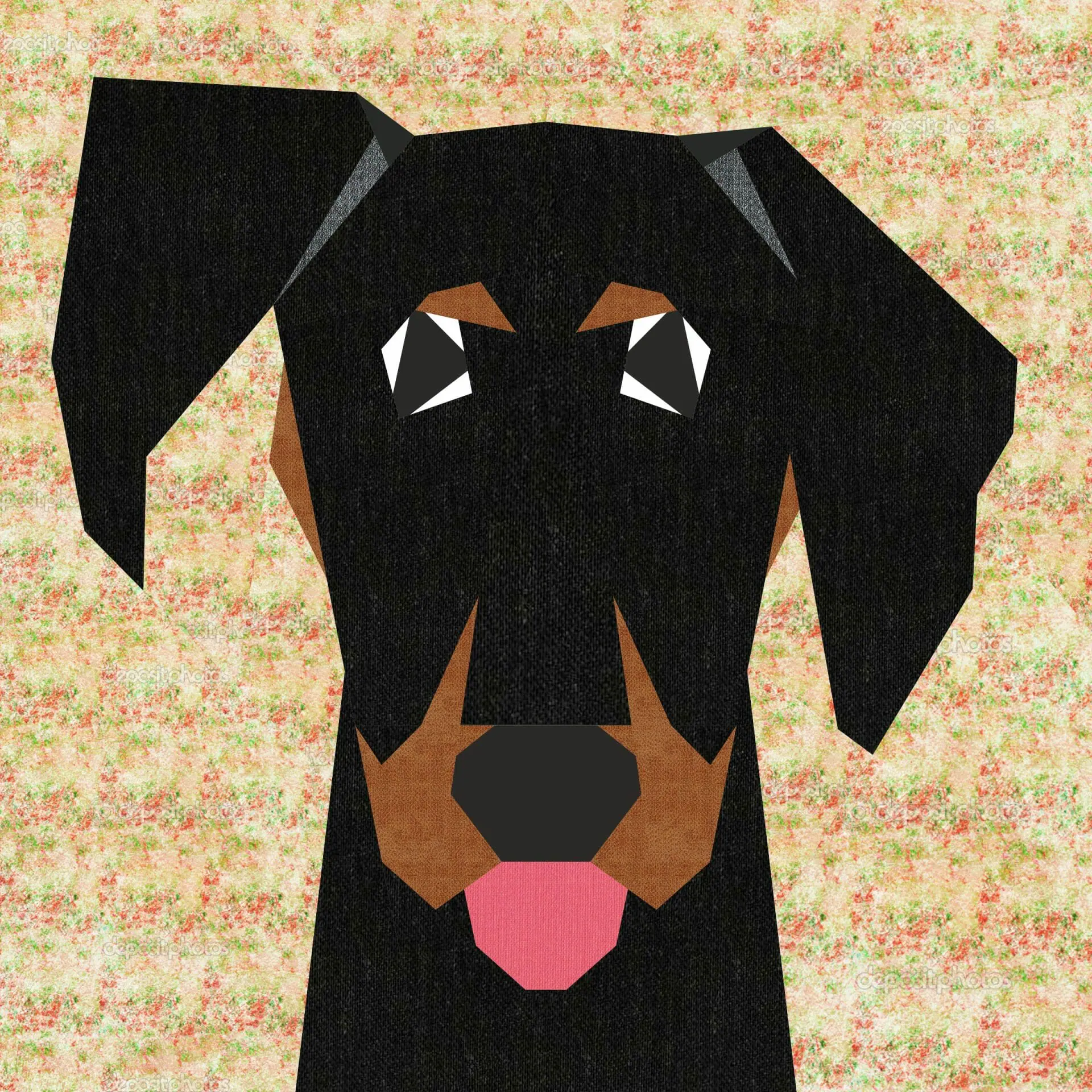 Doberman (natural ears) quilt block рatterns