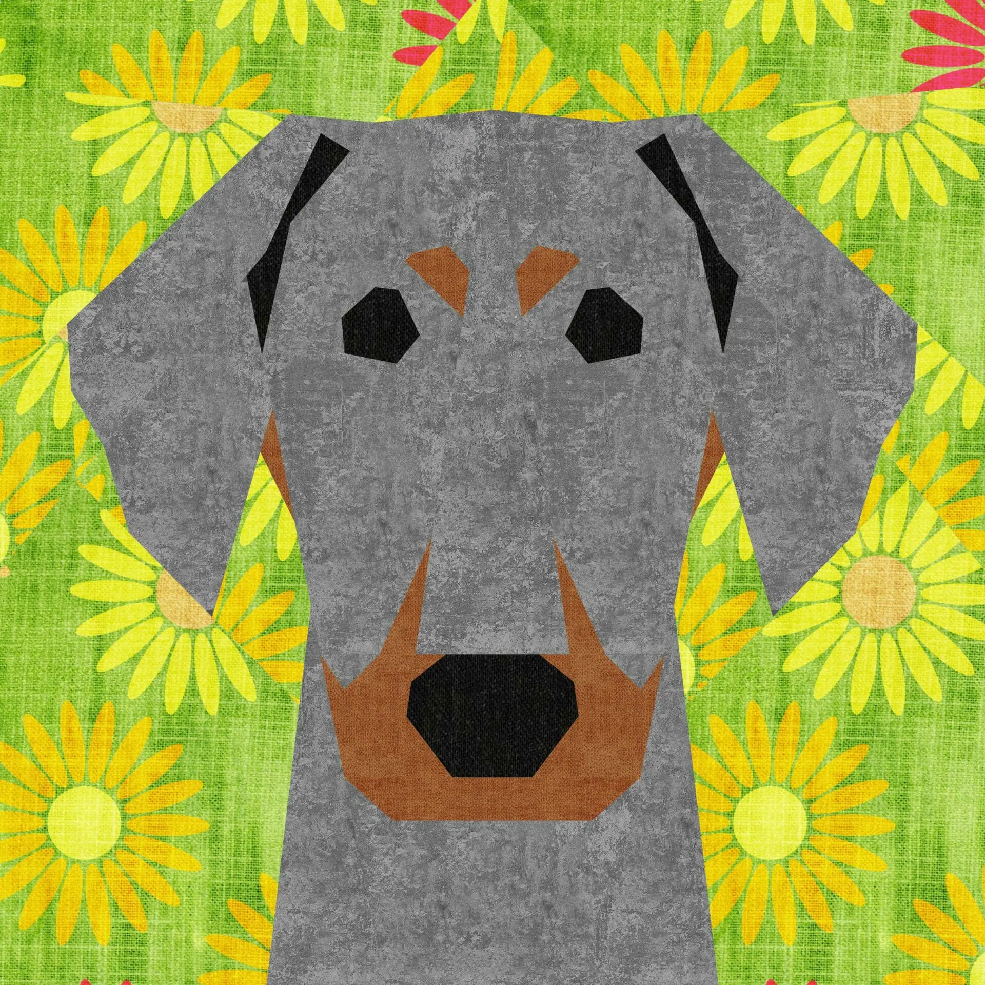 Doberman (natural ears) quilt block рatterns