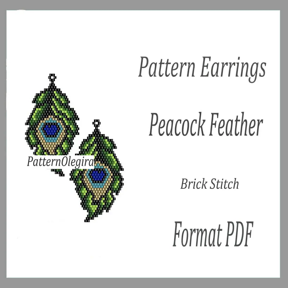 Peacock Feather bead pattern earrings Olegirabeadpatterns