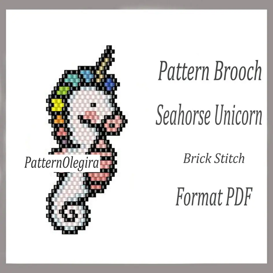 Seahorse Unicorn bead pattern brooch Olegirabeadpatterns