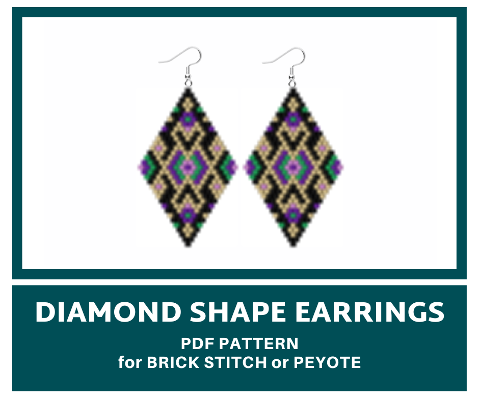 Diamond shape beaded earrings pattern - Crealandia