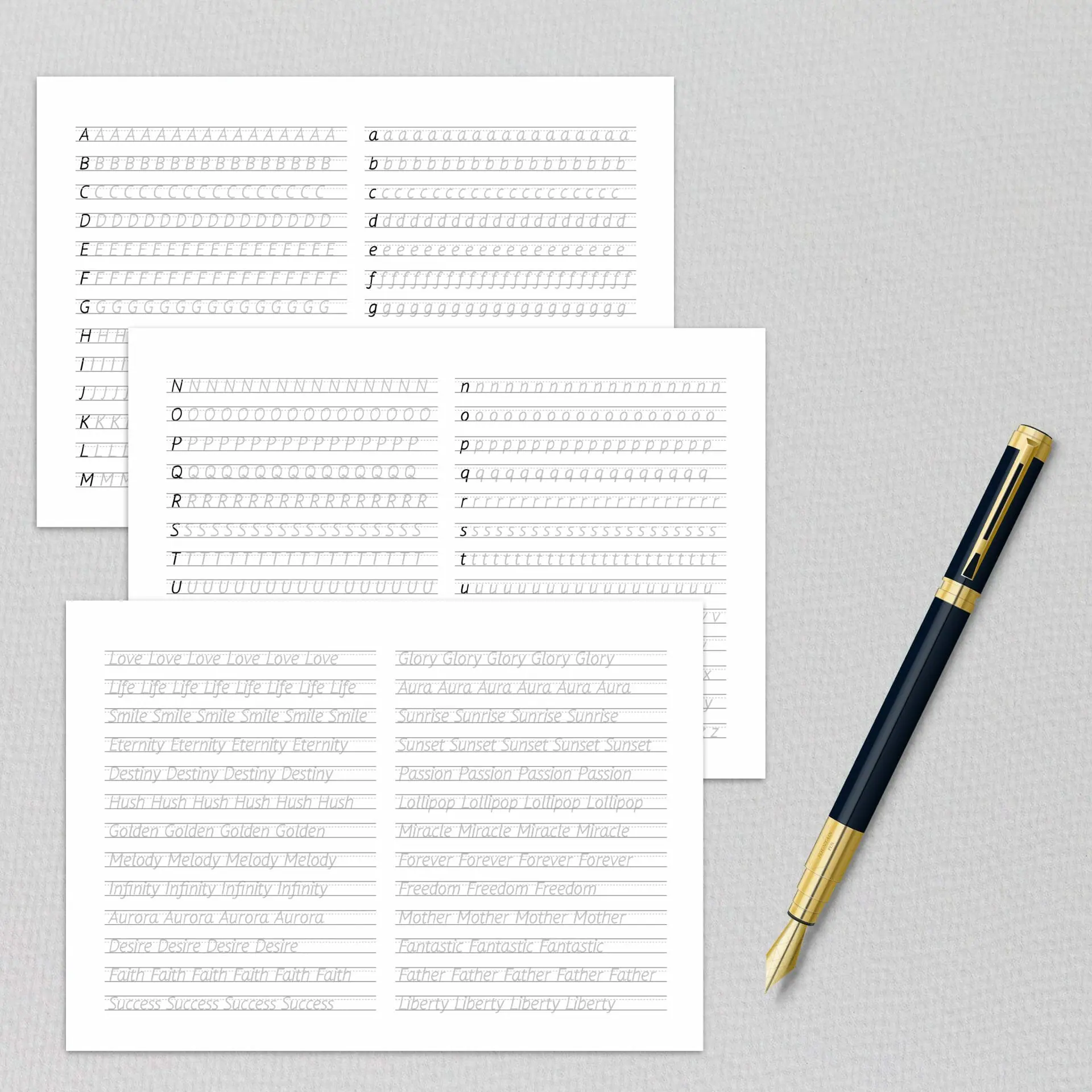 Simple Font Alphabet Tracking, Lettering practice works - Crealandia