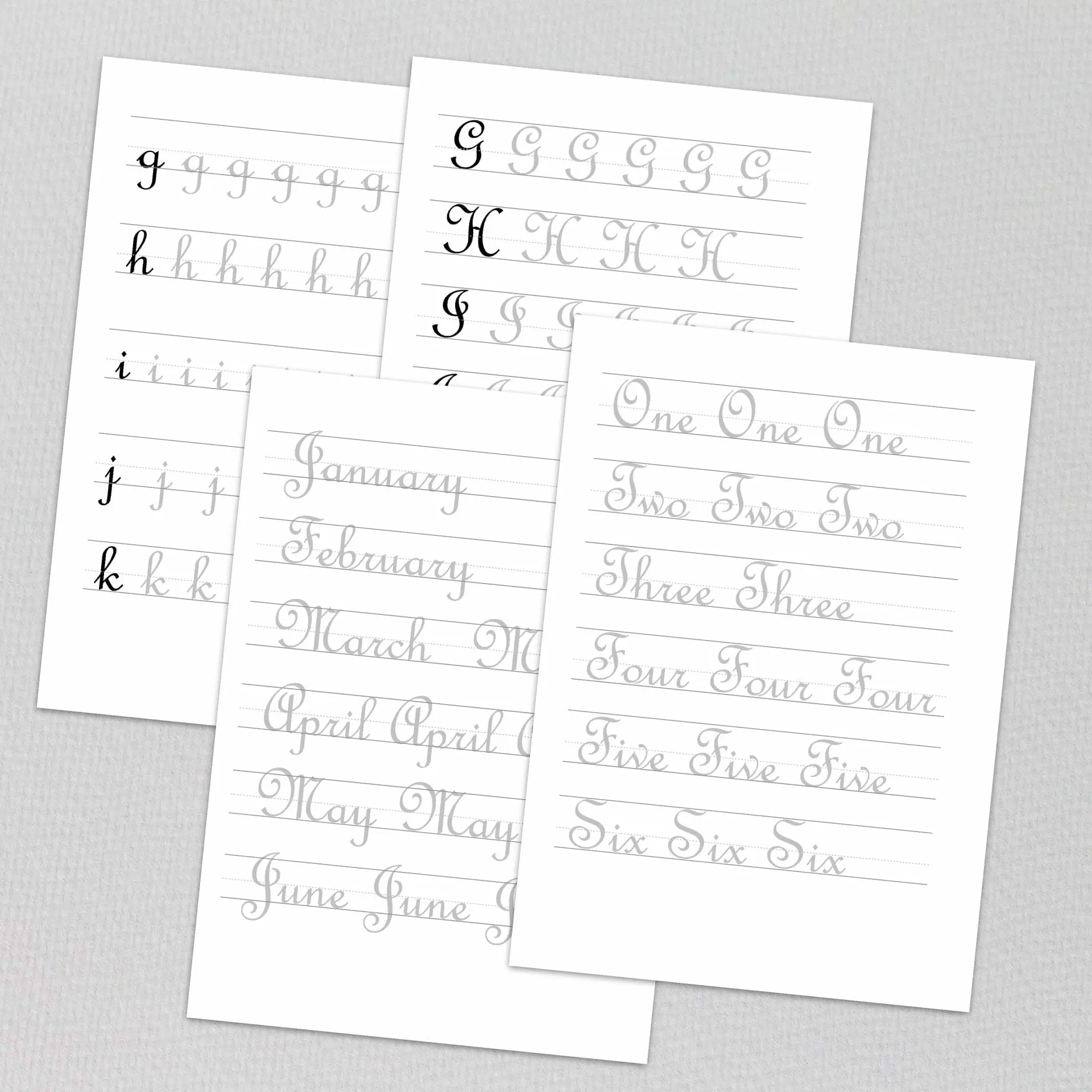 Modern Calligraphy Practice Sheets, Handlettering works - Crealandia