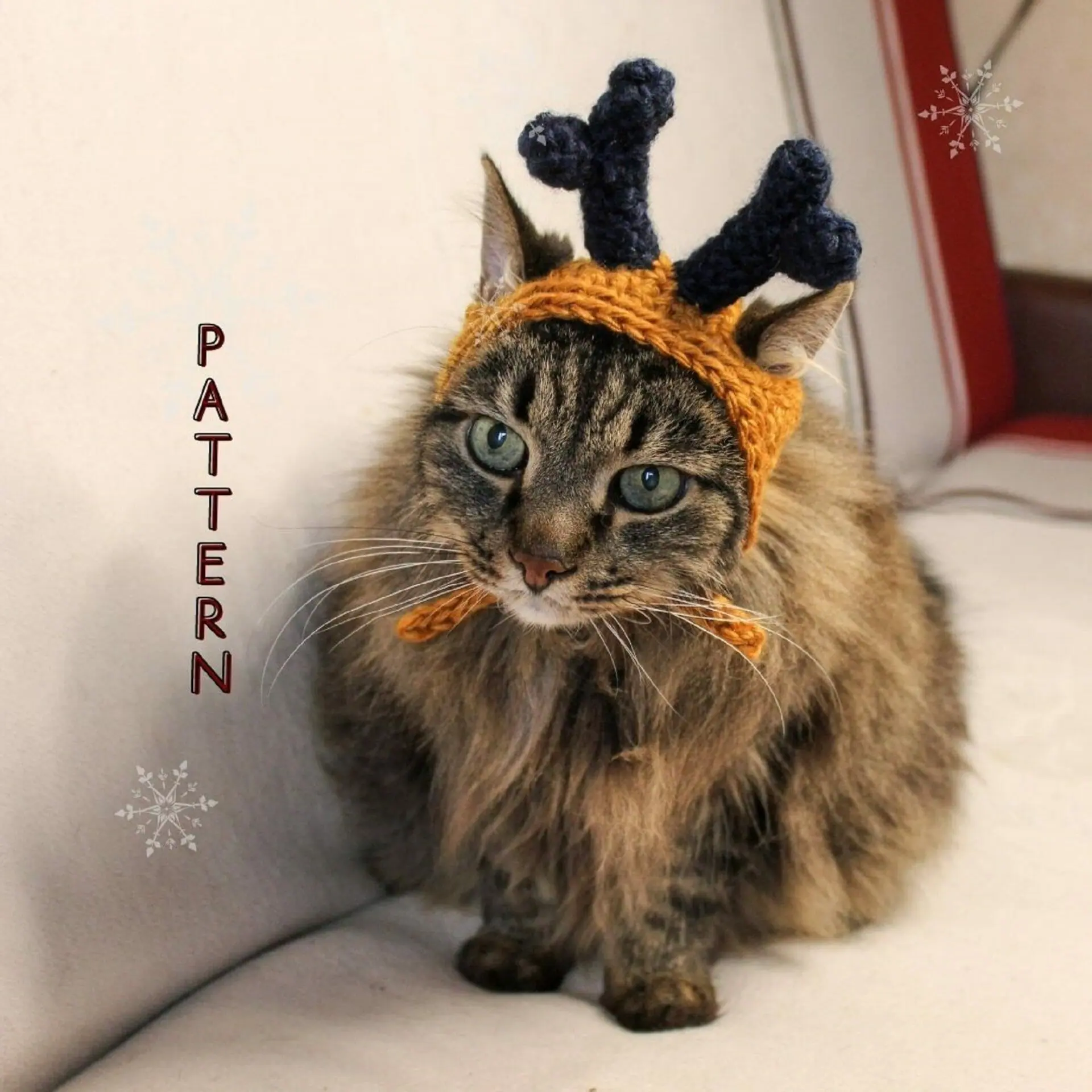 Cat hat crochet pattern, deer antlers hat for cat - Crealandia