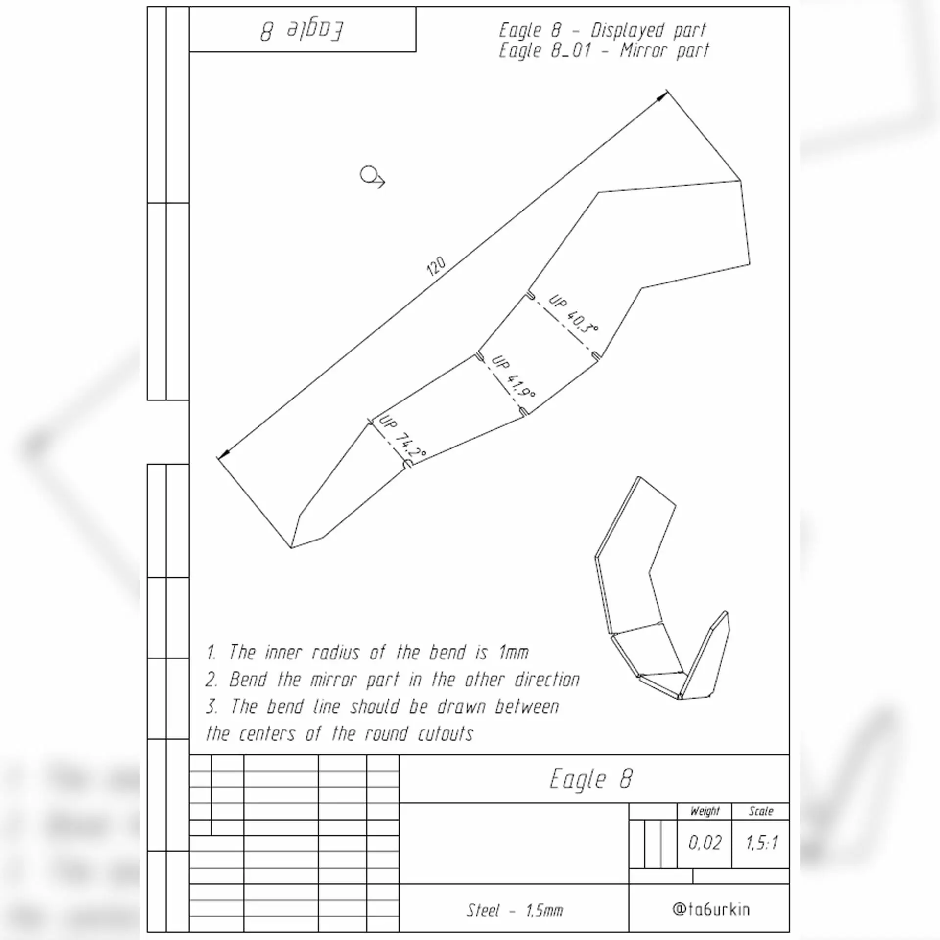 Welding Project Plans Drawings Eagle (DXF, PDF) - Crealandia