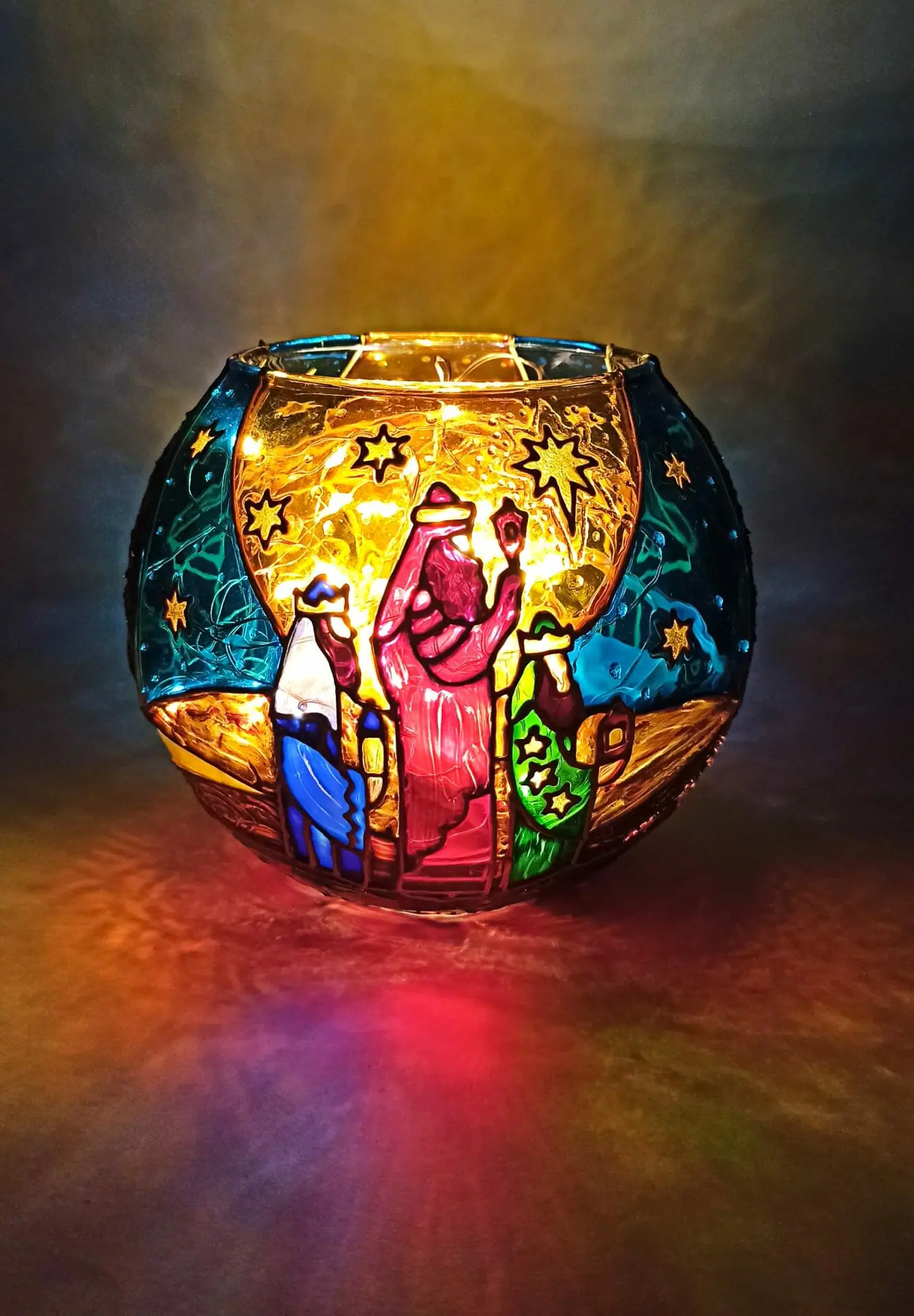 Christmas Nativity Glass Candle Holder Bethlehem Star - Crealandia