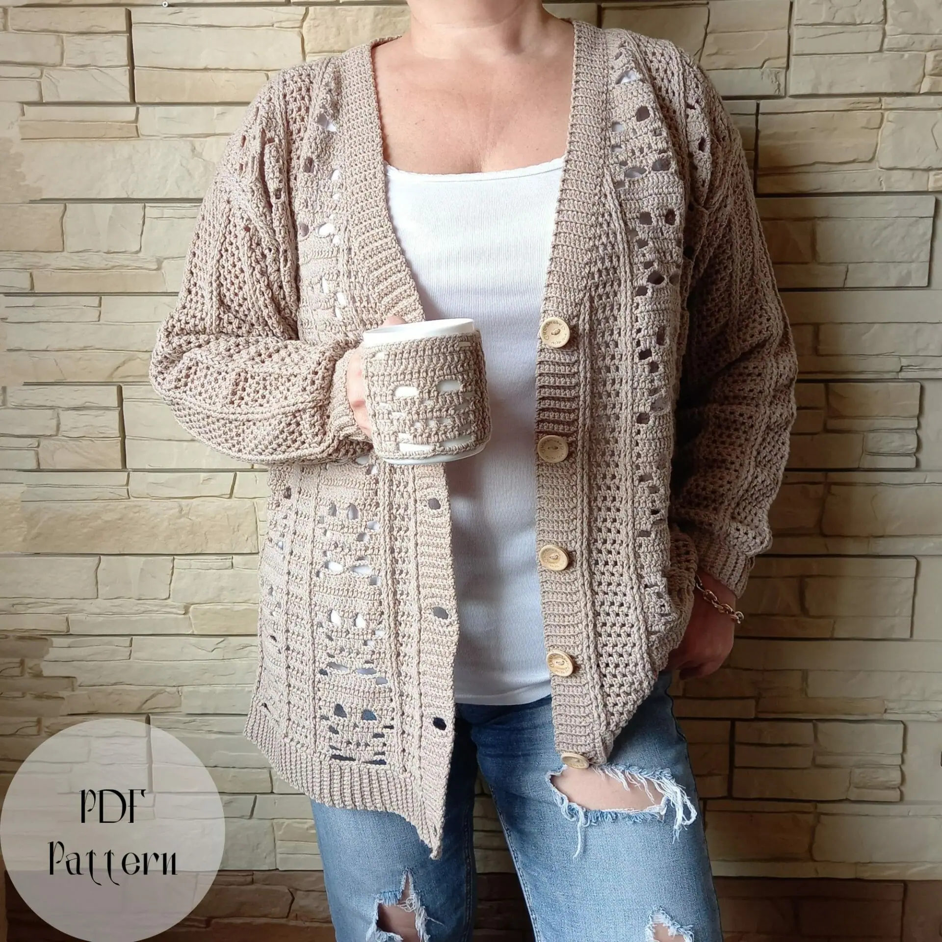 Crochet pattern cardigan with skulls - Crealandia