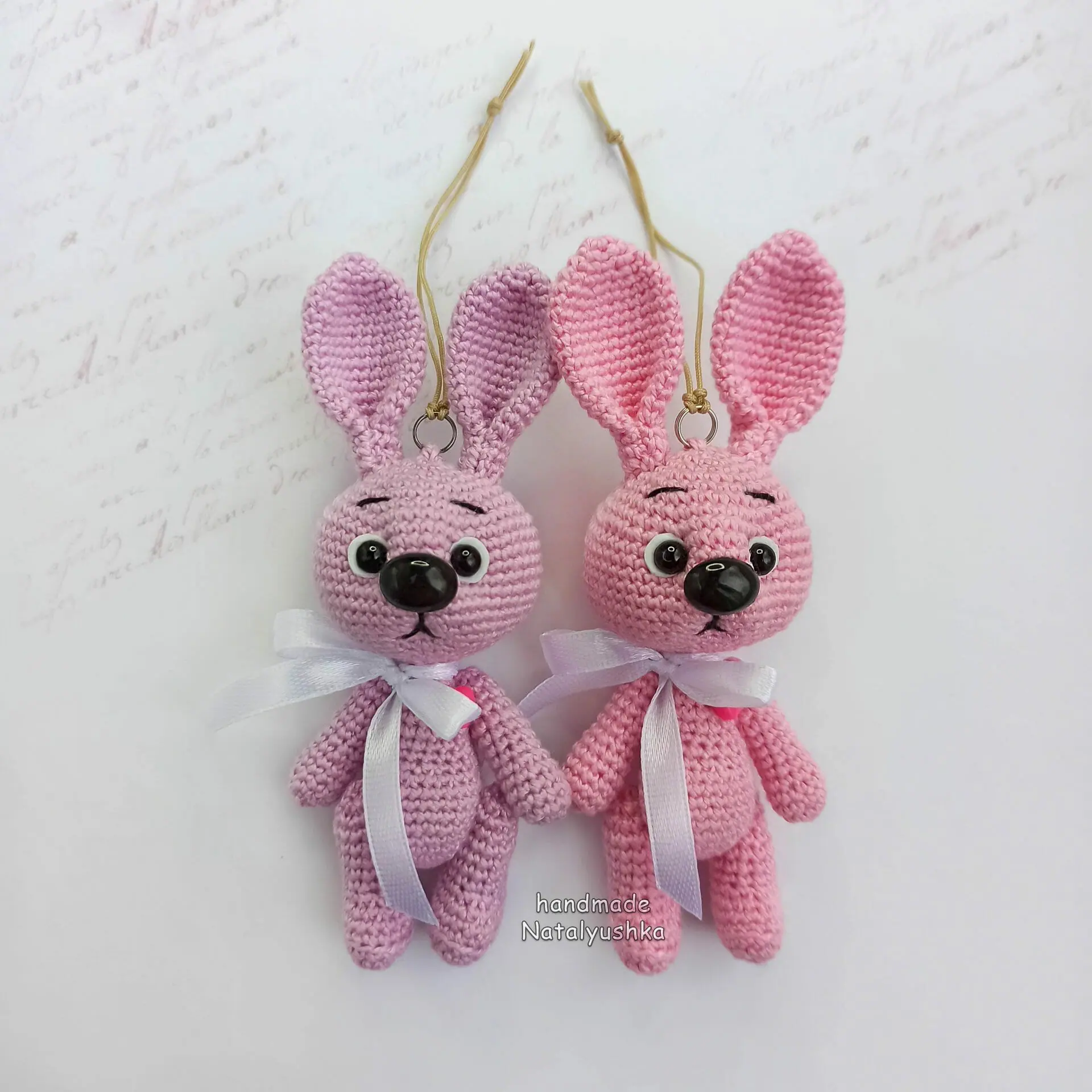 Bunny keychain, Crochet little bunny, Handmade souvenir toy.