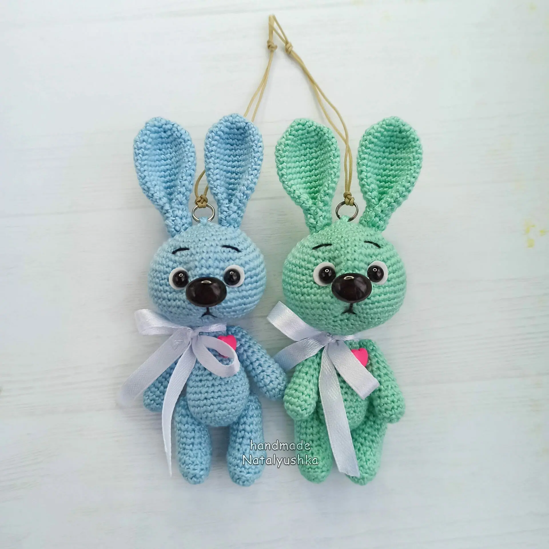 Bunny keychain, Crochet little bunny, Handmade souvenir toy.