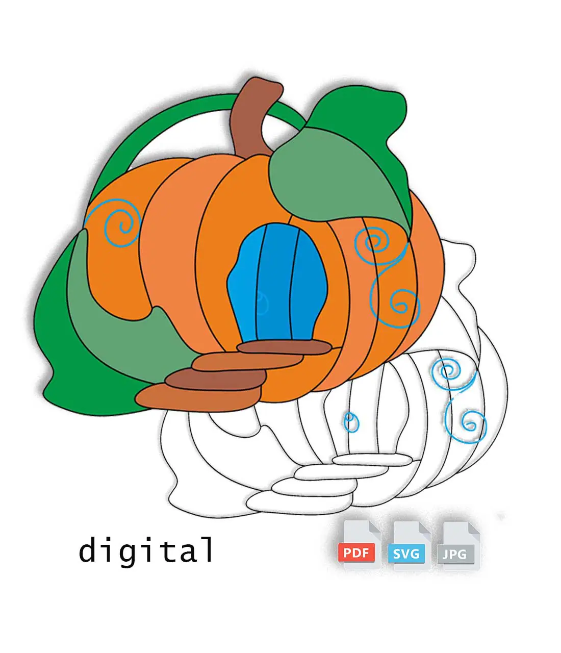 Halloween Pumpkin Stained Glass Pattern - Crealandia