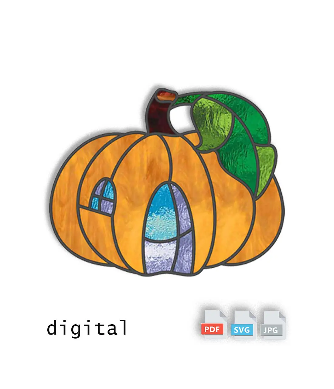 Halloween Pumpkin Stained Glass Pattern - Crealandia