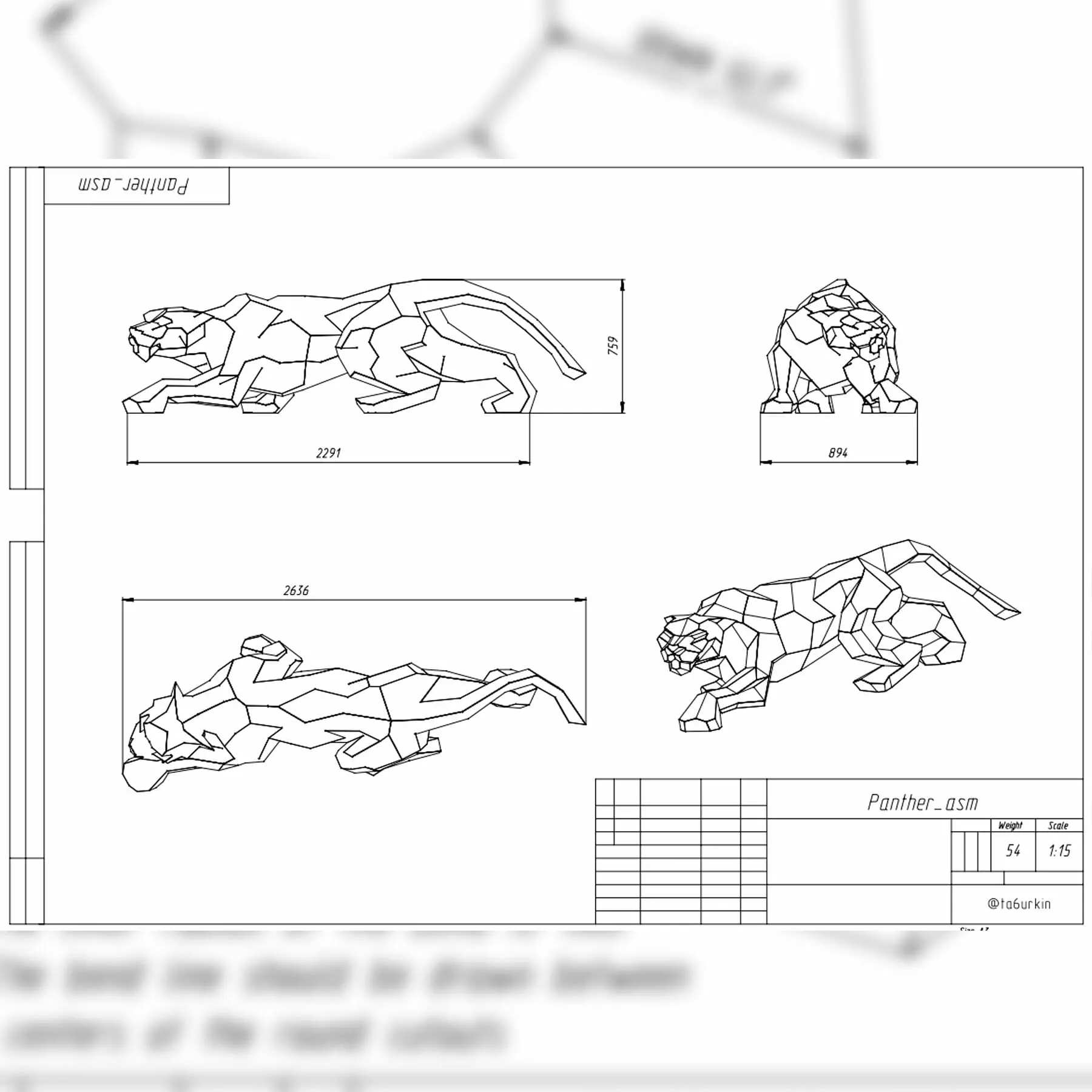 Welding Project Plans Drawings Panther (DXF, PDF) - Crealandia