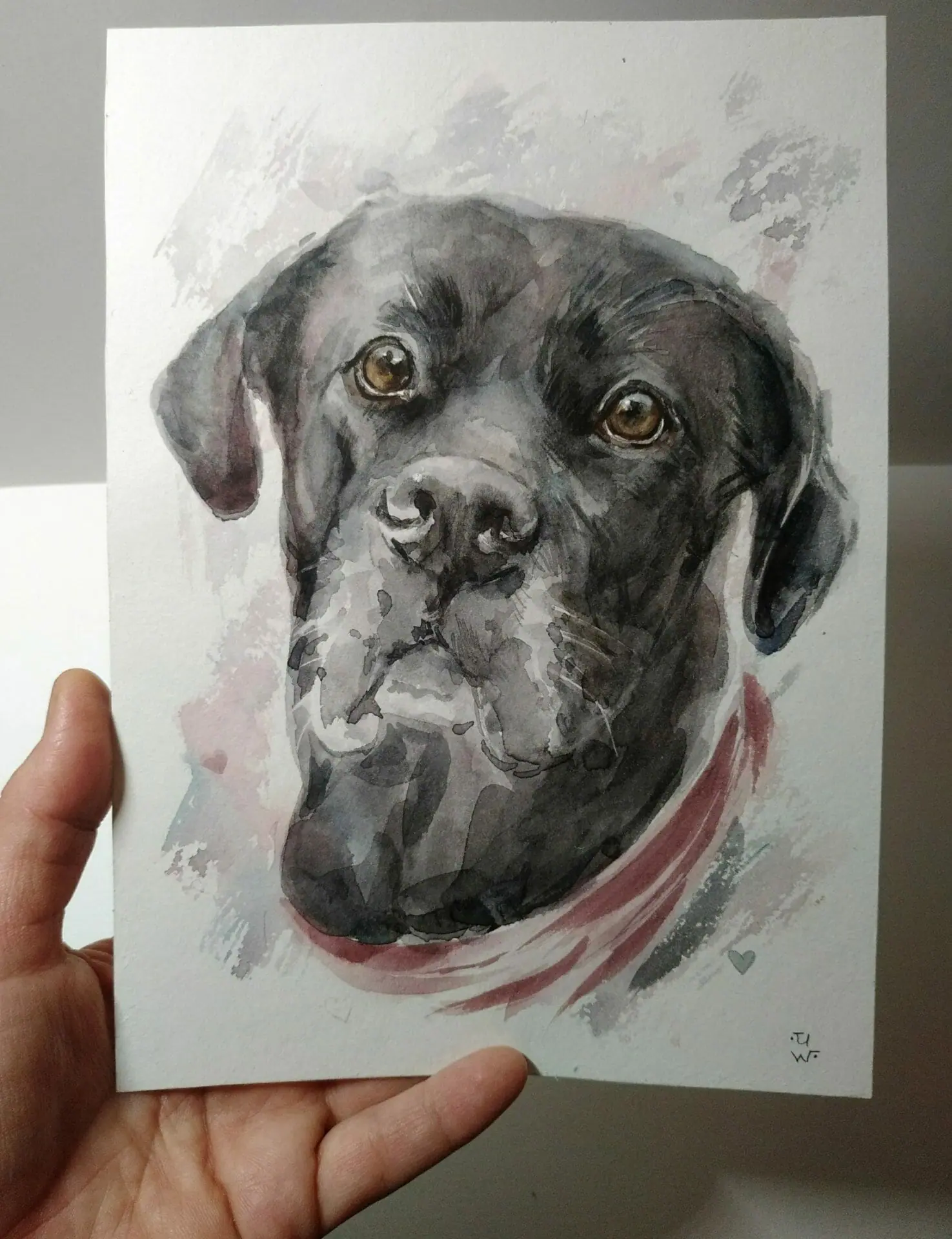 Sweet Buddy Pet Portrait Watercolor Painting