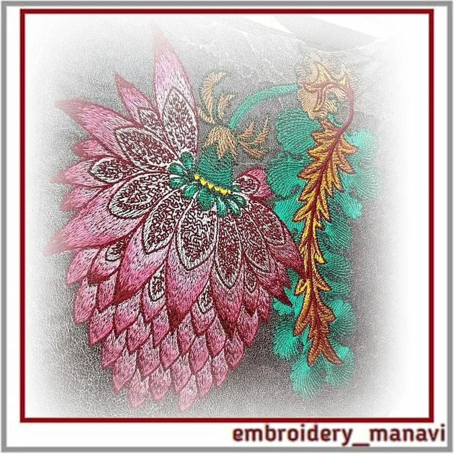 Machine embroidery design Unusual artichoke flower