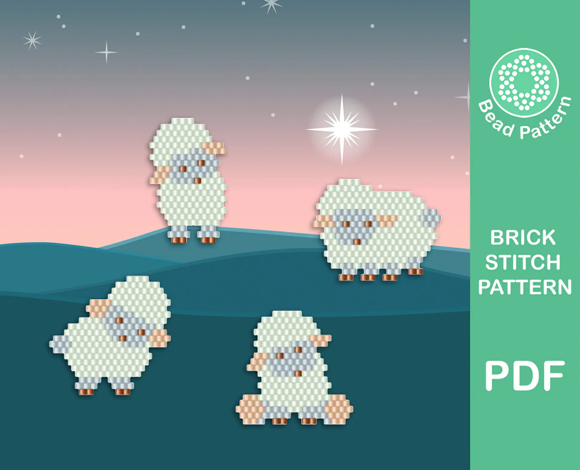 Cute sheep brick stitch pattern Christmas decoration