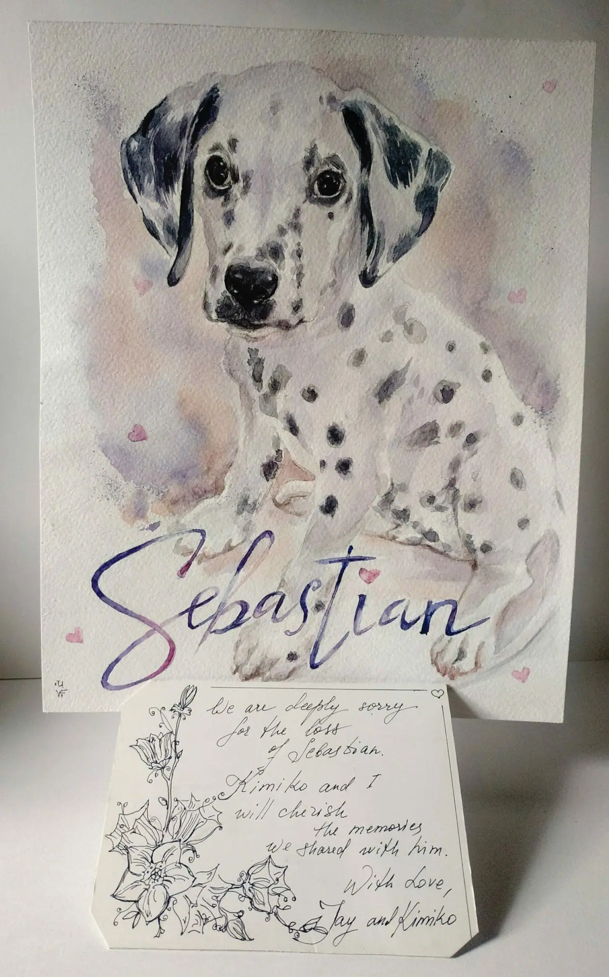 Sweet Sebastian Watercolor Painting Memorial Portrait