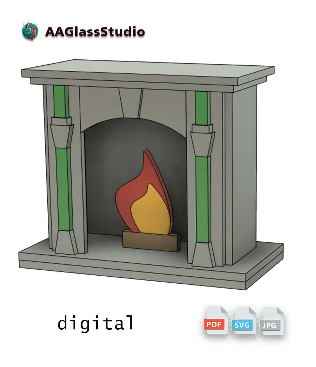 3d Stained Glass Pattern Fireplace