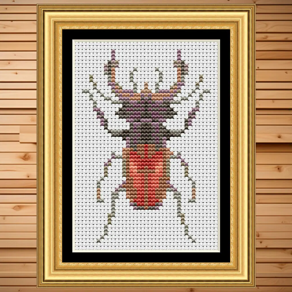 Cross stitch pattern Stag beetle pdf chart embroidery