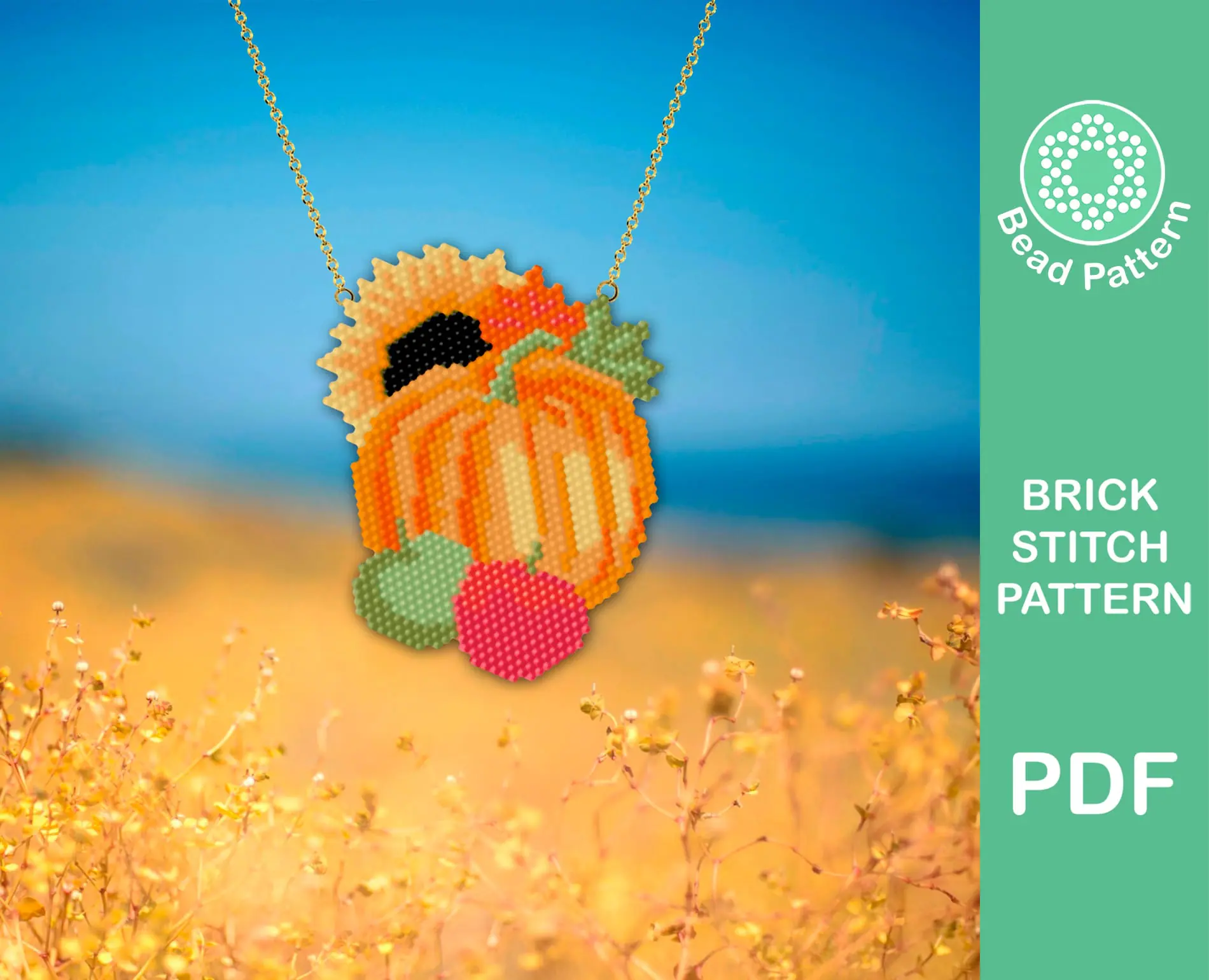 Pumpkin brick stitch pattern Autumn Thanks Giving gift