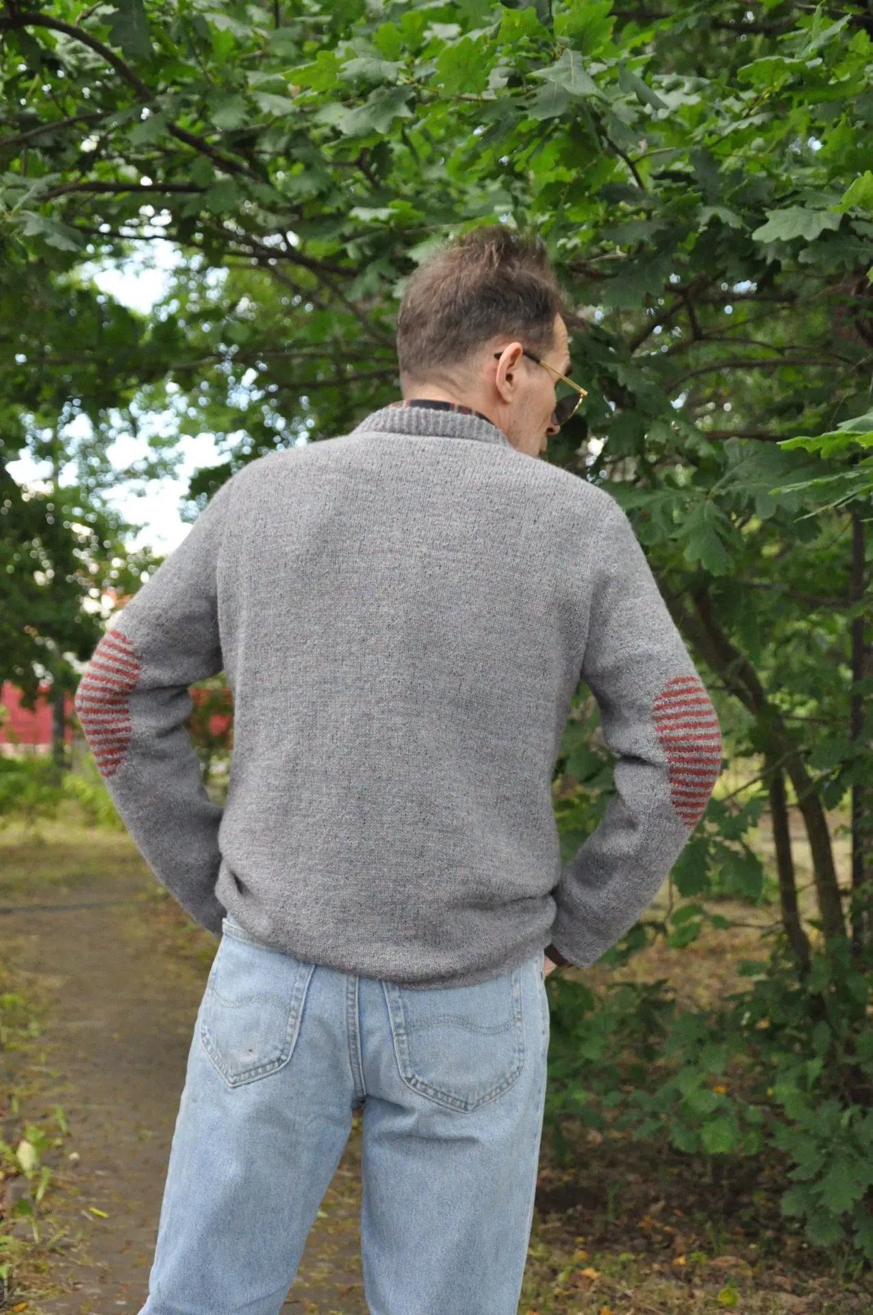 Elbow patches sweater knitting pattern PDF ENG